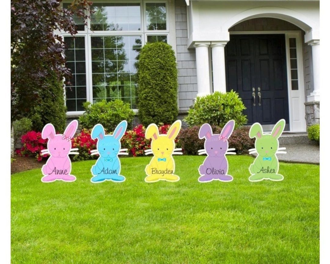 Personalized Bunny Gifts for Kids, Happy Easter Decor, Outdoor Holiday ...