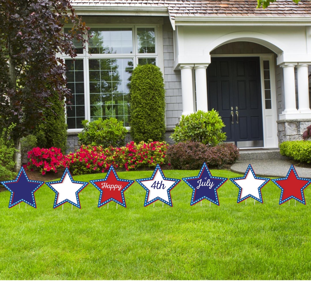 4th of July Star Yard Signs: Patriotic Party Decorations, Set of 7 ...
