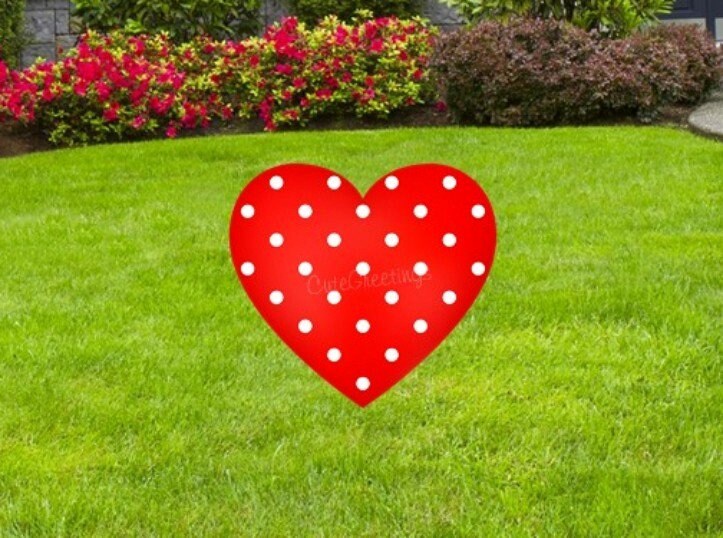 Red Heart Yard Sign: Valentine's Day Lawn Decor With Metal Stakes ...