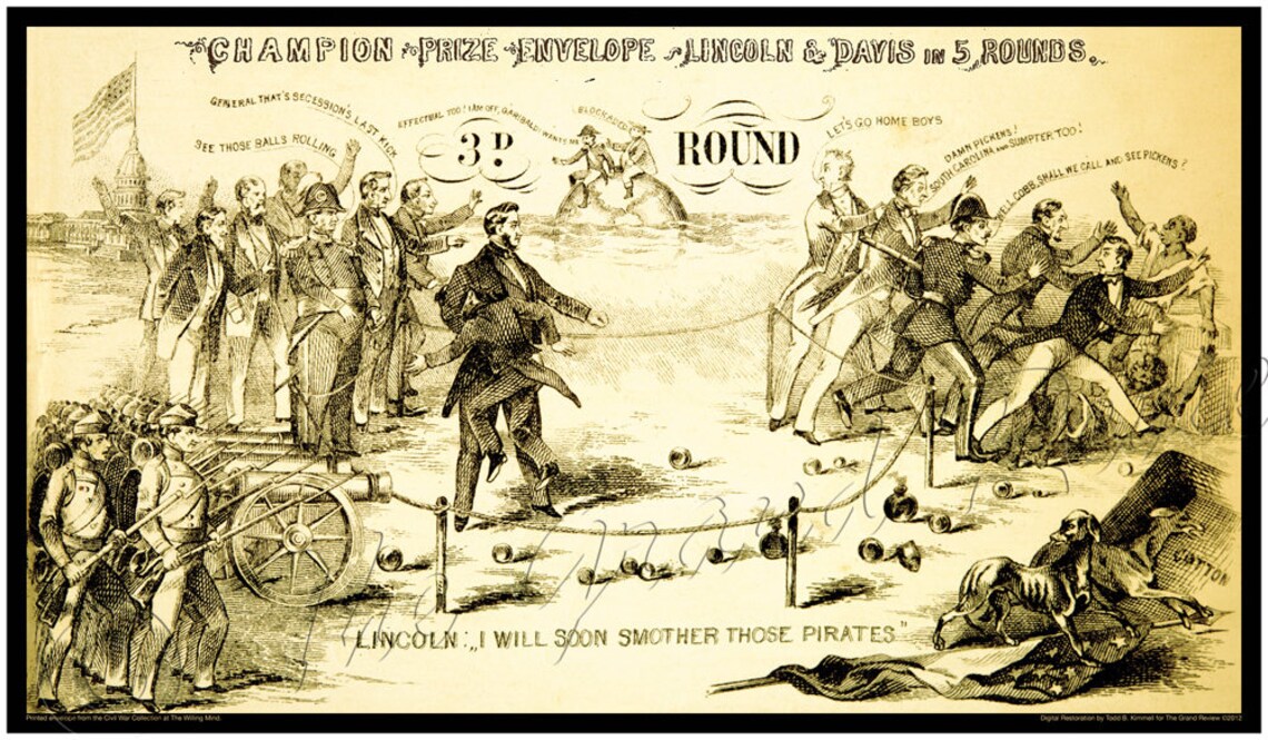 Civil War Print Baby Secesh and the Real Confederate Flag Choking the ...