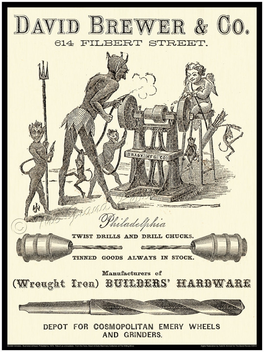 Antique Philadelphia Print - the Devil Grinders - Devils & Cherubs - Etsy