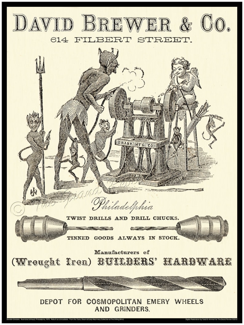 Antique Philadelphia Print - the Devil Grinders - Devils & Cherubs - Etsy