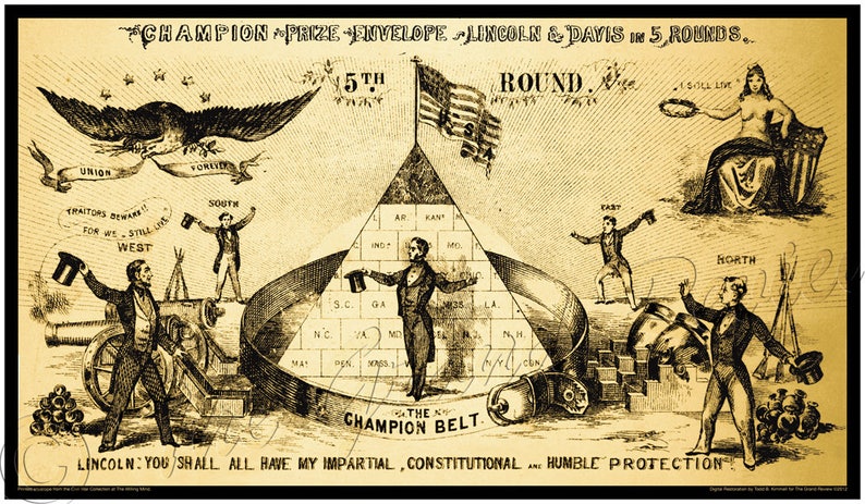 Civil War Print Baby Secesh and the Real Confederate Flag Choking the ...