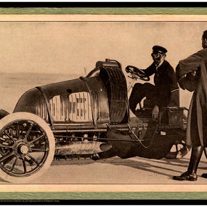 Antique Car Print - the Sunbeam Silver Bullet - Land Speed Record Race ...