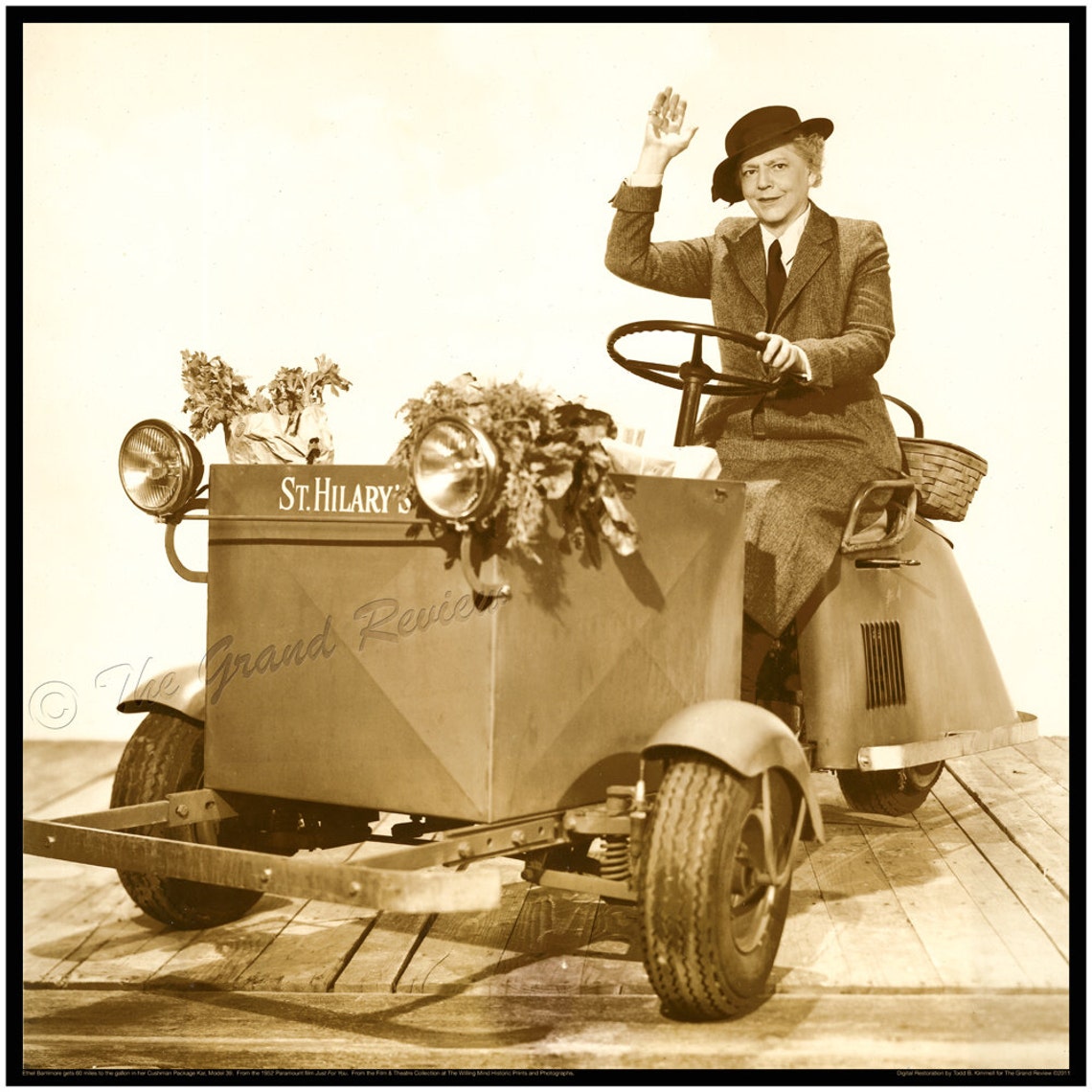 Ethel Barrymore Vintage Biker Print - Cushman Model 39 Delivery Scooter ...