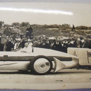 Antique Car Print - the Sunbeam Silver Bullet - Land Speed Record Race ...