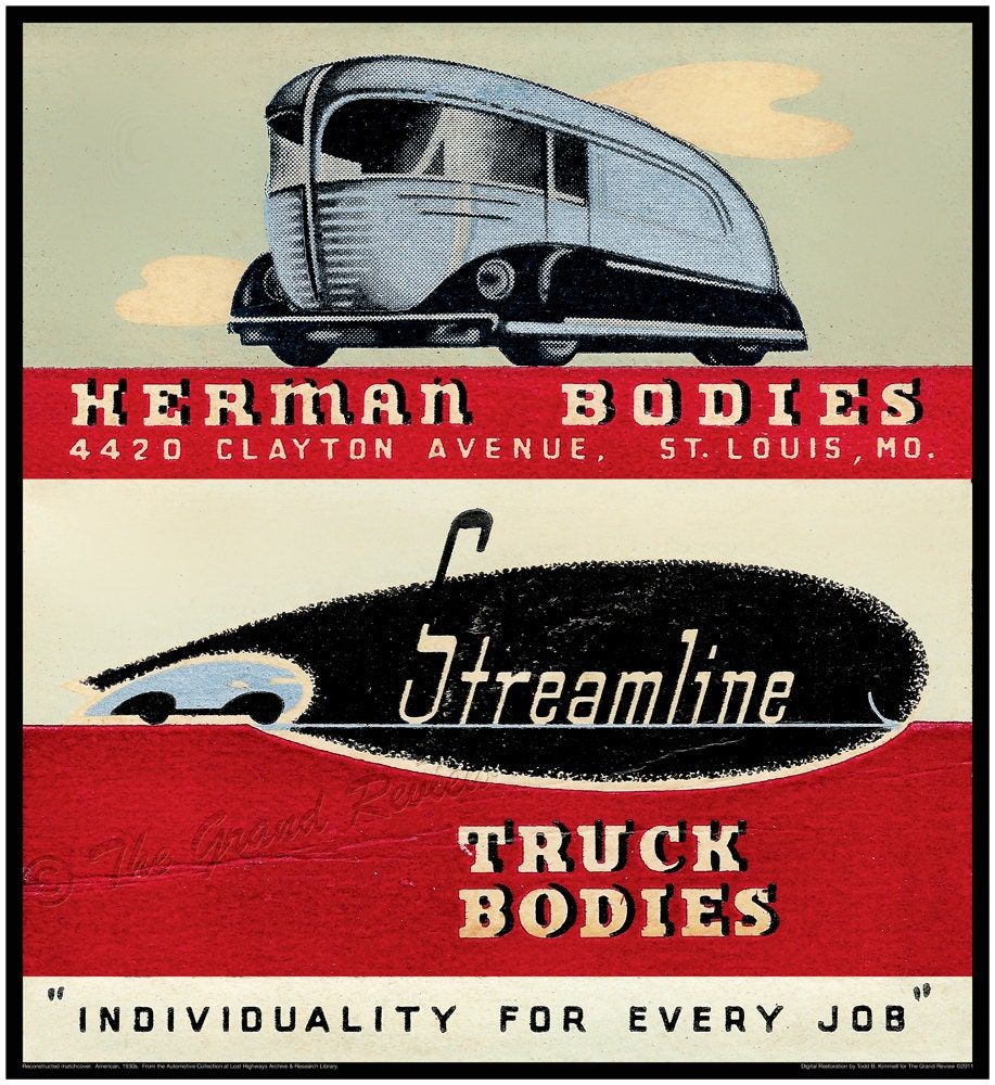 Antique Truck Print Herman Streamline Custom Bodies - Etsy