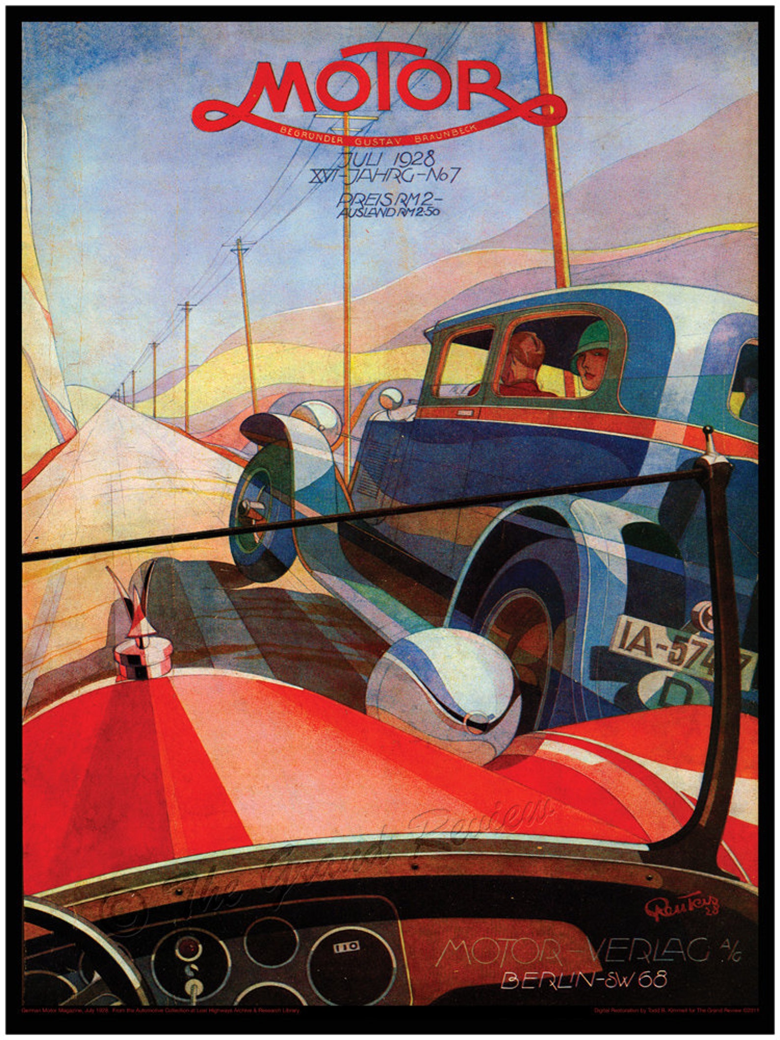 Antique German Car Print Eye Contact Forever Frozen in Time Jazz Age ...