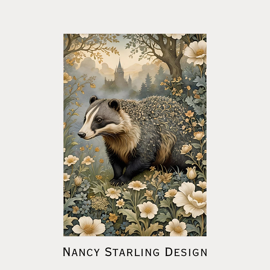 Badger Fantasy Illustration, Fairytale Art Print, Nursery Decor ...