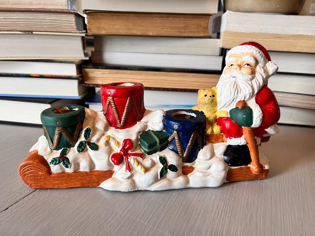 Vintage Santa Candle Holder - World Bazaar - 1970s/80s - Etsy
