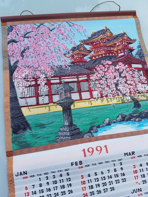 Japanese Calendar Woven Print - Etsy