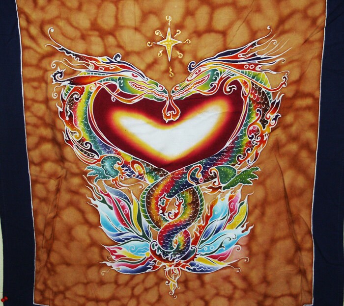 Dragon Heart Batik Banner Tapestry | Etsy