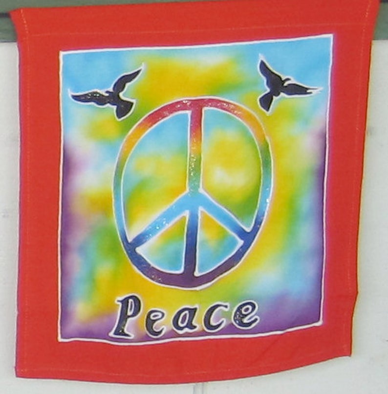 Peace Prayer Flag Hanging Hand Painted Rayon - Etsy