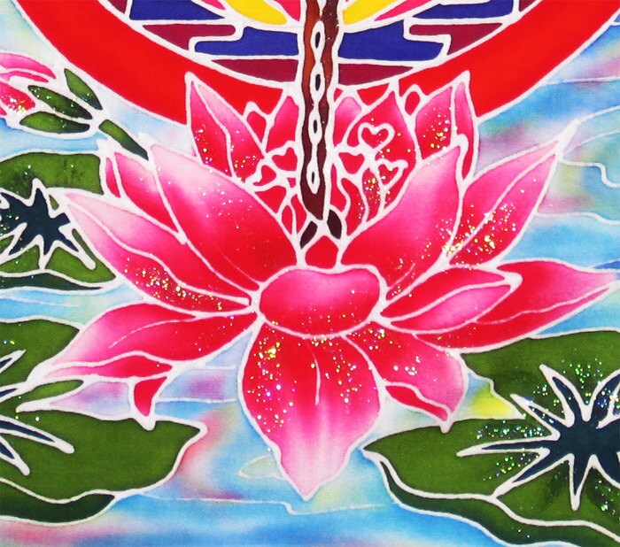 Dragonfly Lotus Batik Banner Tapestry - Etsy