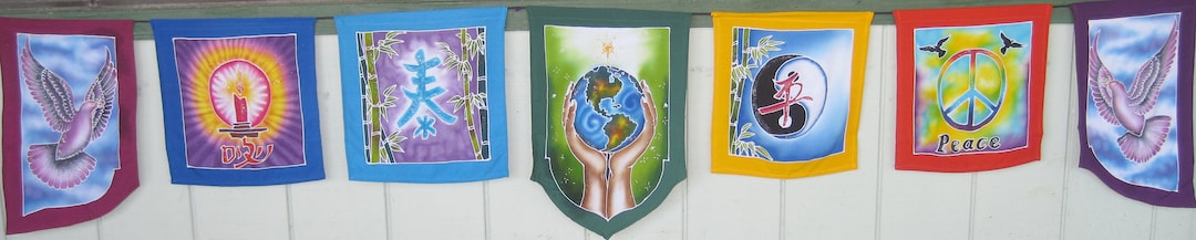 Peace Prayer Flag Hanging Hand Painted Rayon - Etsy