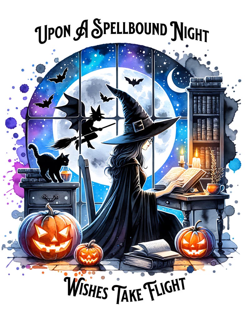 Halloween Spell Casting Witch T-shirt Design PNG - Spellbound Night ...
