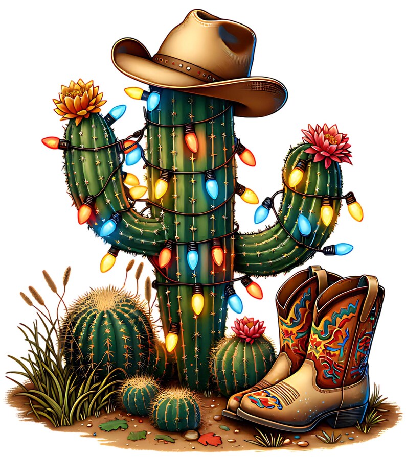 Fun Christmas Cactus Clipart Set 10 Digital Download Pngs for ...