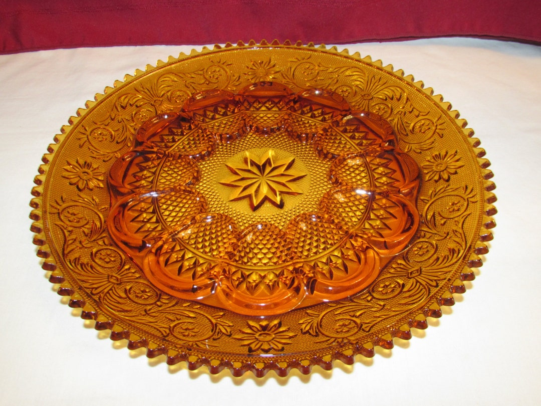 TIARA EGG PLATE Indiana Amber Glass Vintage - Etsy