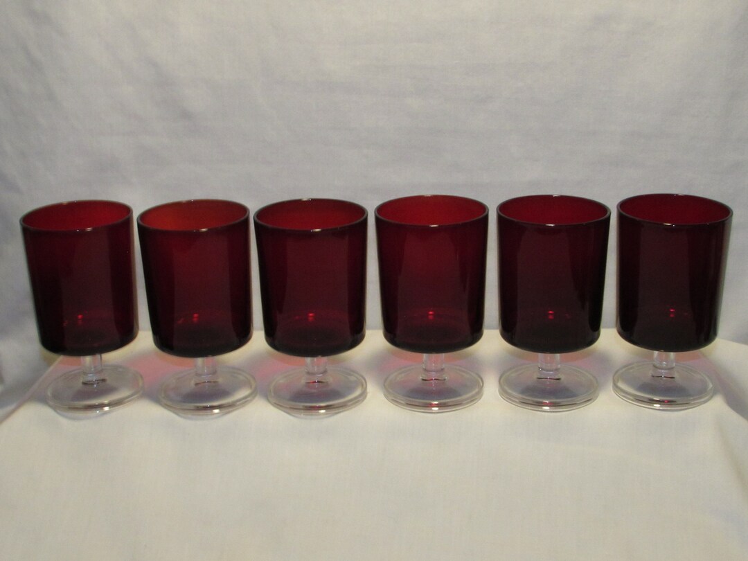 RUBY RED CAVALIER Wine Glasses Cristal D'arques-durand Luminarc France ...