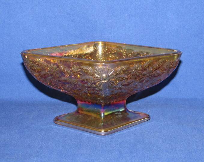 Amber Marigold CANDY DISH 1940s Carnival Glass - Etsy