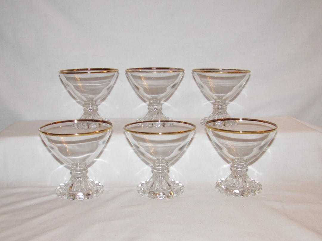 CANDLEWICK DESSERT CUPS Gold Rimmed Set of 6 Vintage Glassware - Etsy