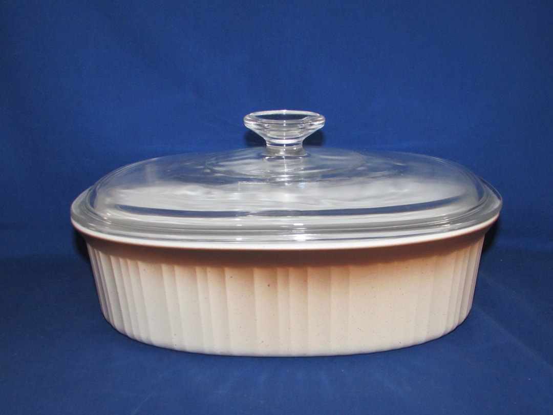 Corning Ware FRENCH BISQUE Oval Baking Dish With Lid F-2-B With Clear ...