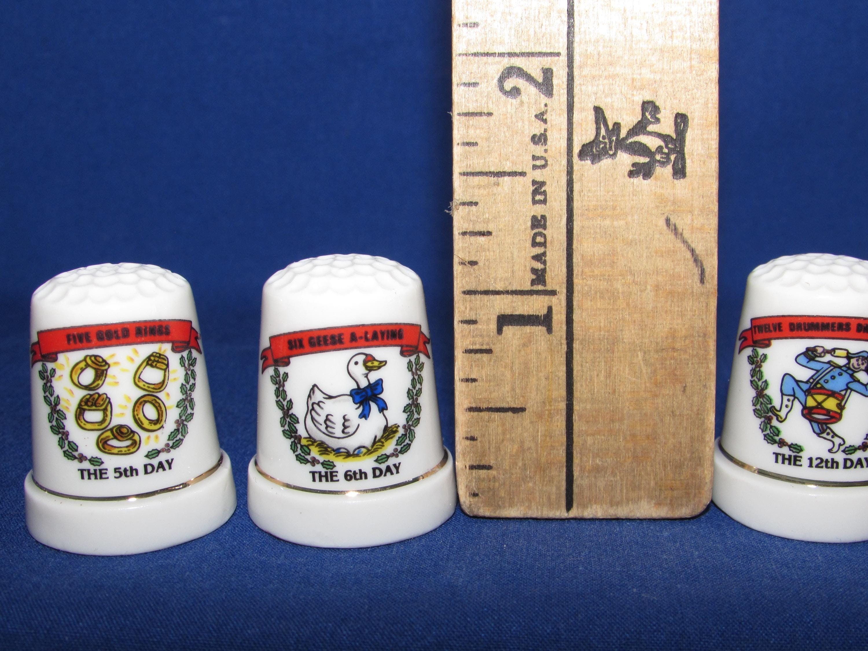 COLLECTIBLE PORCELAIN THIMBLES 12 Days of Christmas 1980s Free Shipping ...