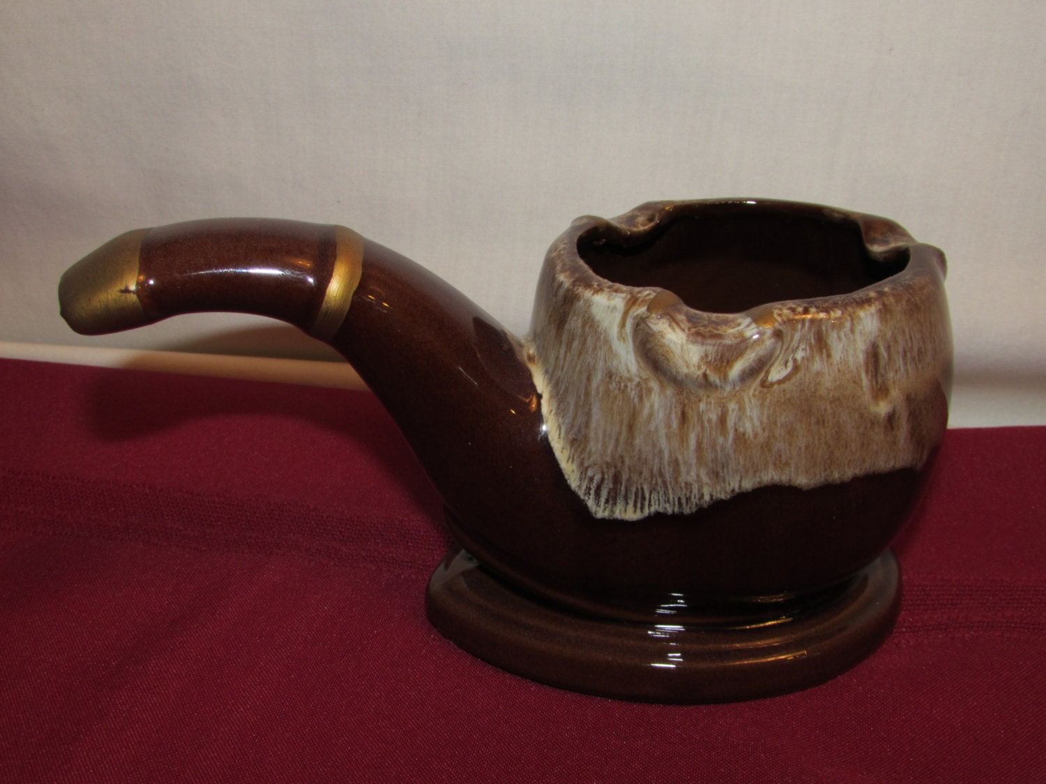 NAPCO PIPE ASHTRAY Brown Drip Glaze Tobacciana Vintage - Etsy