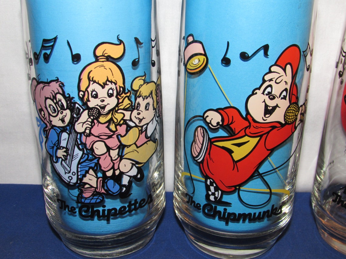 CHIPMUNK GLASSES 1985 Alvin Simon Theodore and the Chipettes - Etsy