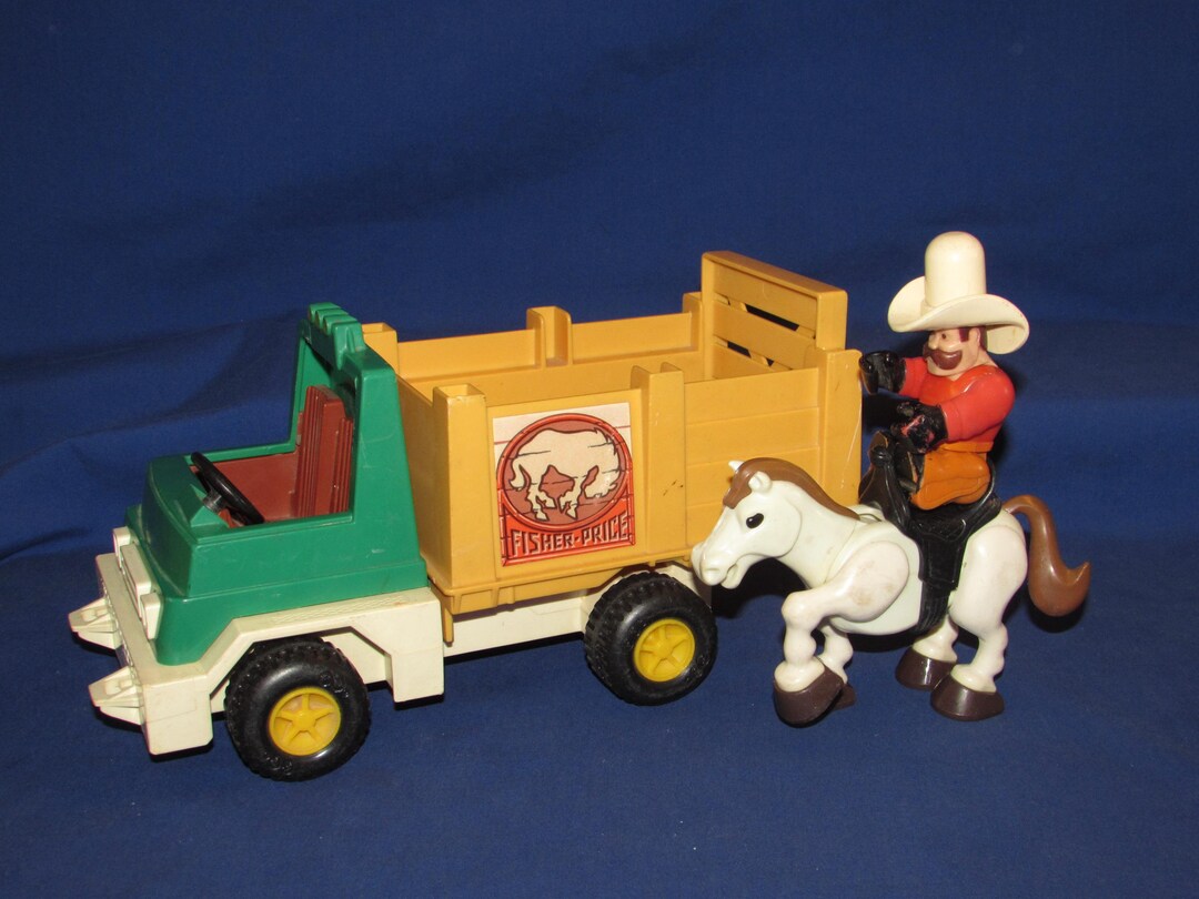 FISHER PRICE Husky Helper 1979 Rodeo Rig Truck With Horse and Cowboy ...