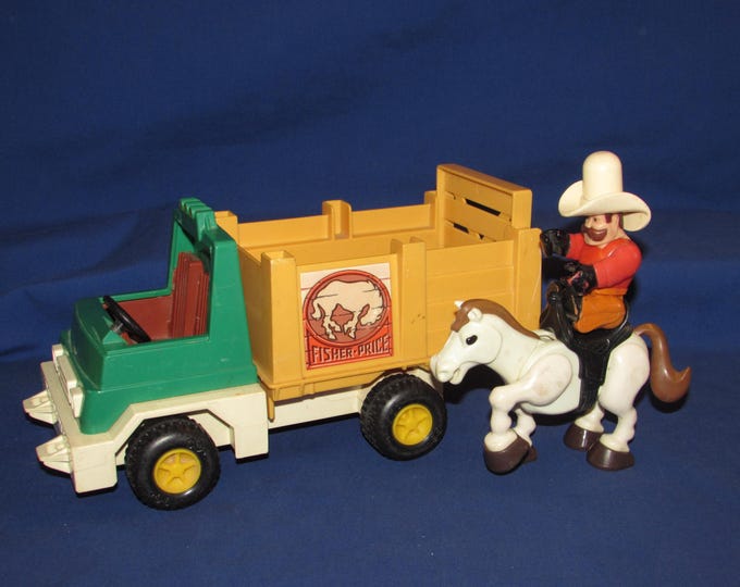 FISHER PRICE Husky Helper 1979 Rodeo Rig Truck With Horse and Cowboy ...