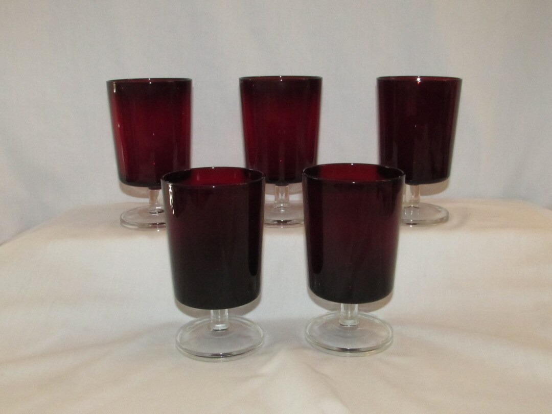 RUBY RED CAVALIER Wine Glasses Cristal D'arques-durand Luminarc France ...