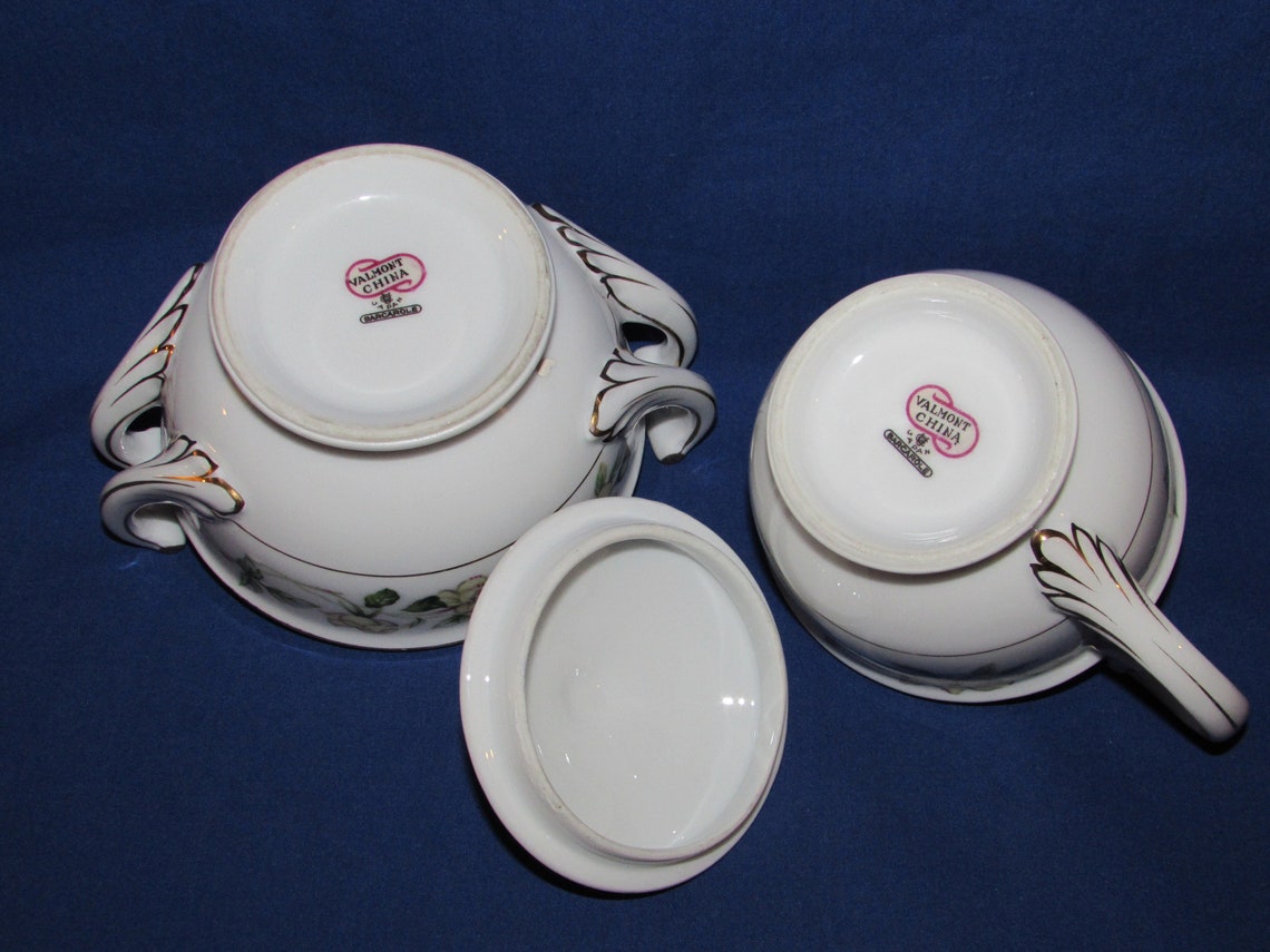 VALMONT BARCAROLE Sugar Bowl and Creamer 1960s Bone China Free Shipping ...
