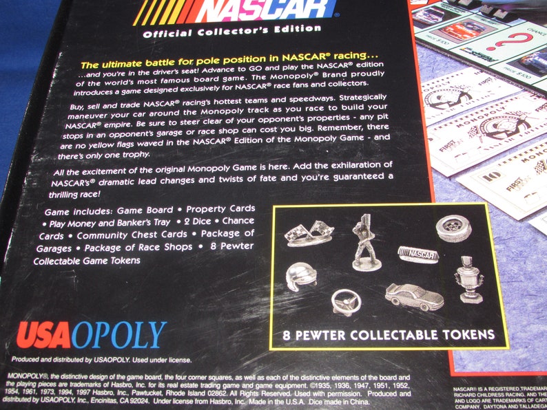 NASCAR MONOPOLY 1997 Special Edition Classic Board Game Free Shipping ...
