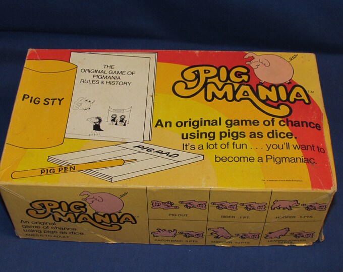 PIG MANIA Game 1977 © David Moffatt Hard to Find Set - Etsy
