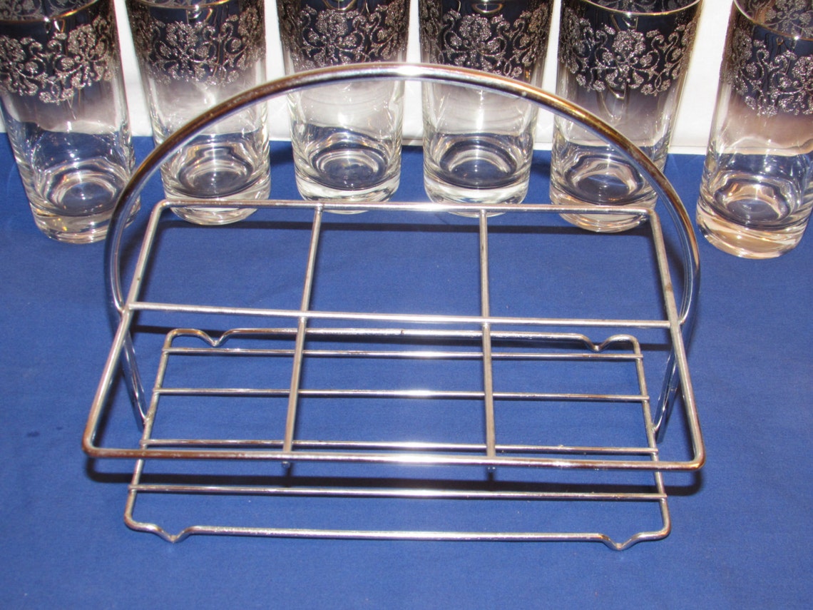 ROYAL LUSTER OMBRE Silver Glassware Set of 6 With Carrier Free Shipping ...