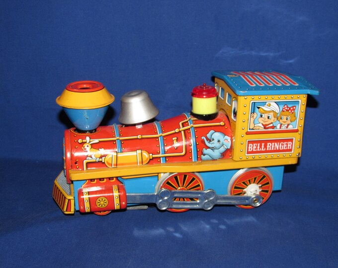 BELL RINGER TRAIN 1960s Modern Toys Japan Battery Operated Tin ...