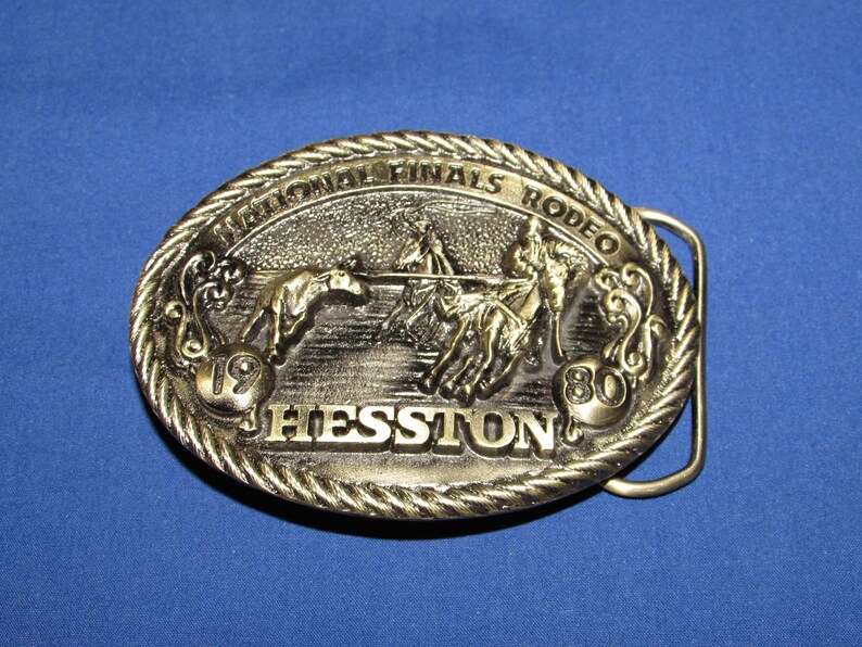 HESSTON NATIONAL RODEO Belt Buckle 1980 Vintage Souvenir Free - Etsy