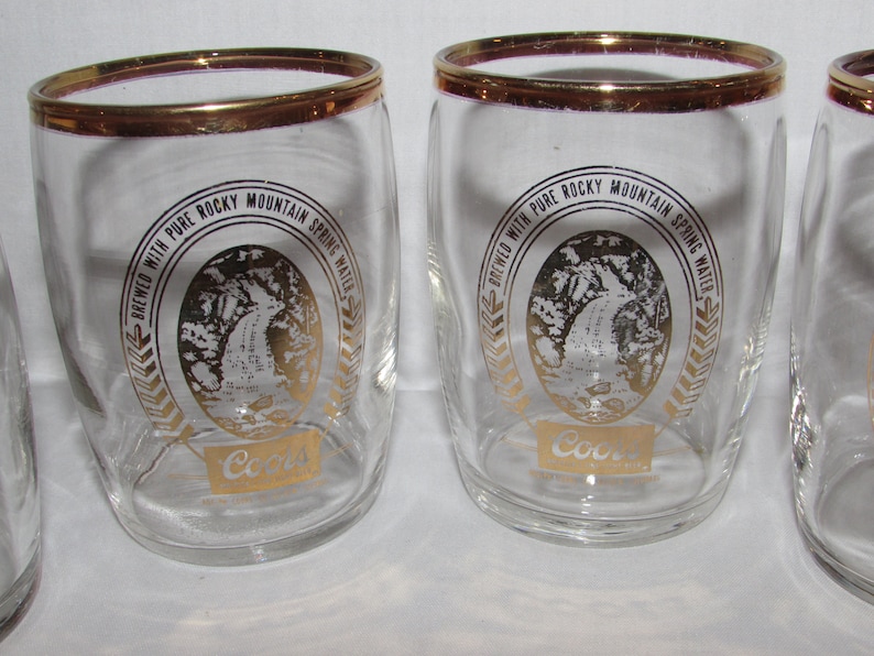 COORS BEER GLASSES Beer Shots or Beer Chasers or Snits Gold Detail Set ...