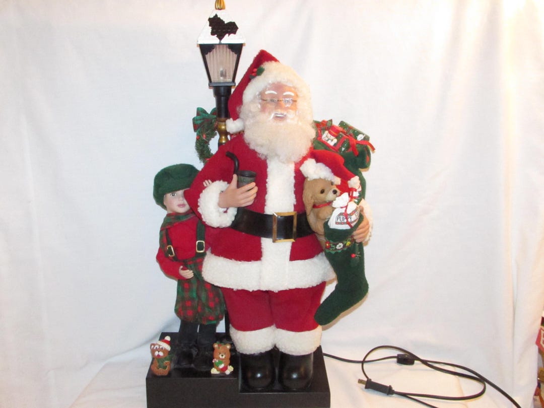 HOLIDAY CREATIONS MOTIONETTE Santa With Lighted Lamppost 1993 Free ...