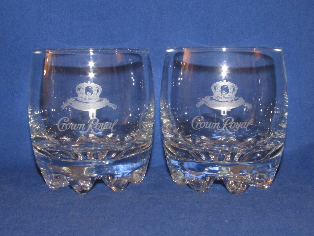 CROWN ROYAL Lowball Glasses Set of 2 Elegant Low Ball Cocktail Von Pok ...