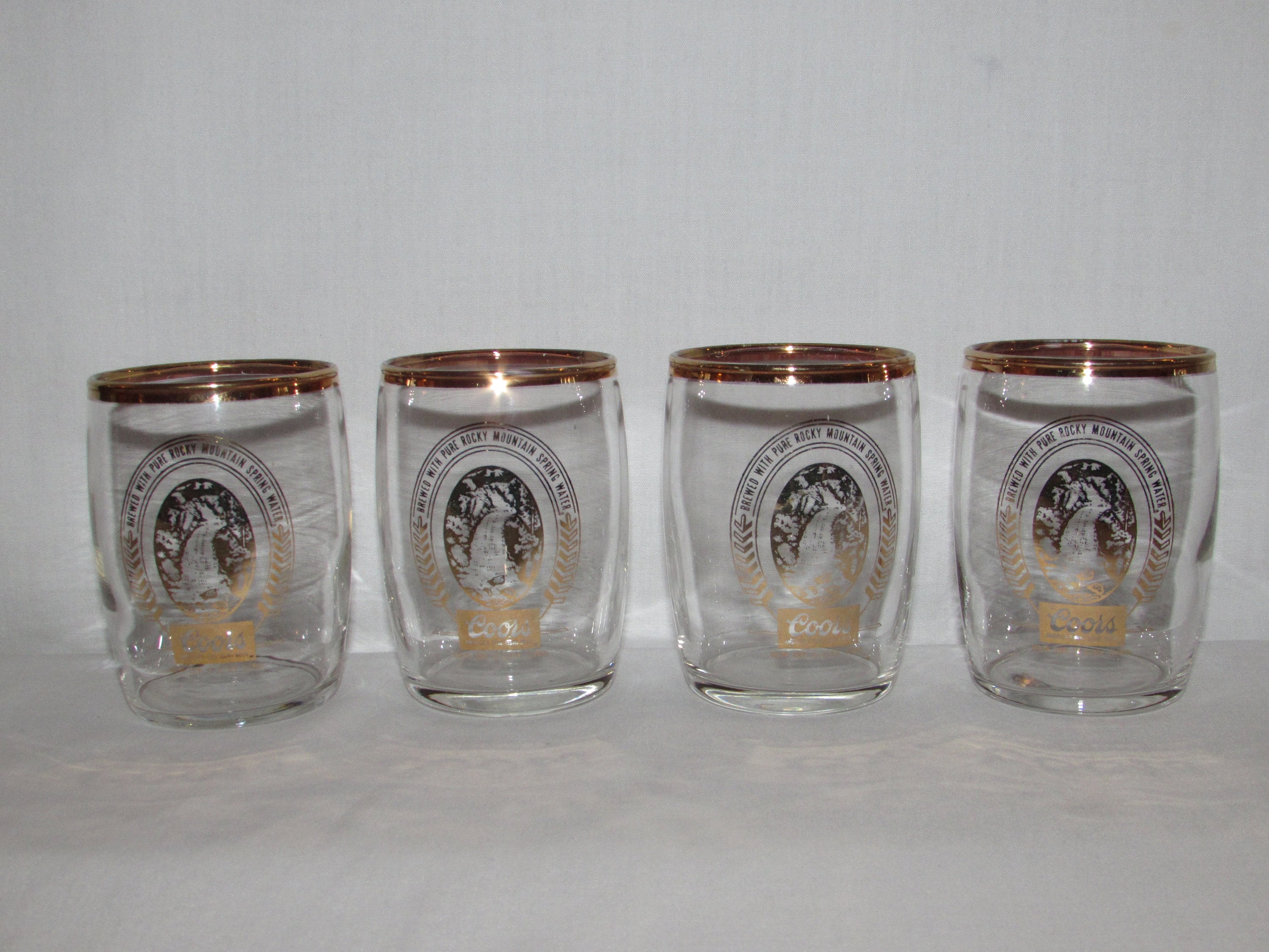 COORS BEER GLASSES Beer Shots or Beer Chasers or Snits Gold Detail Set ...