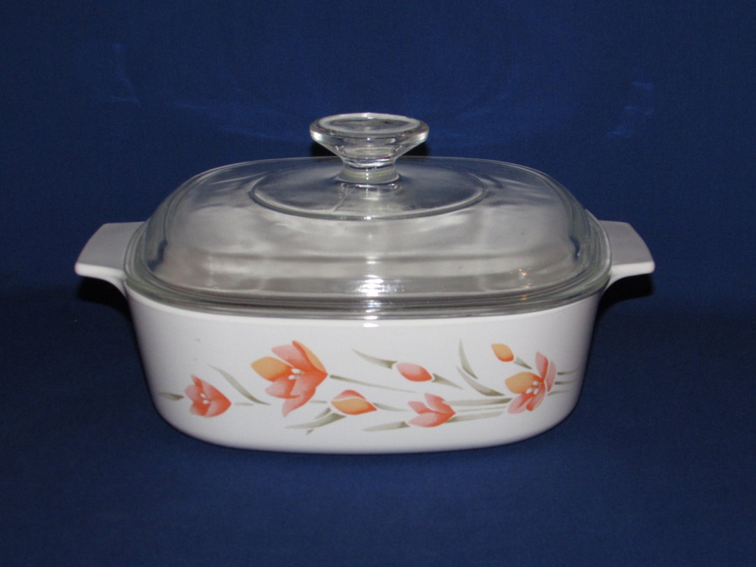 Corning Ware Peach Floral Casserole A2B Two Liter With Lid Corningware ...