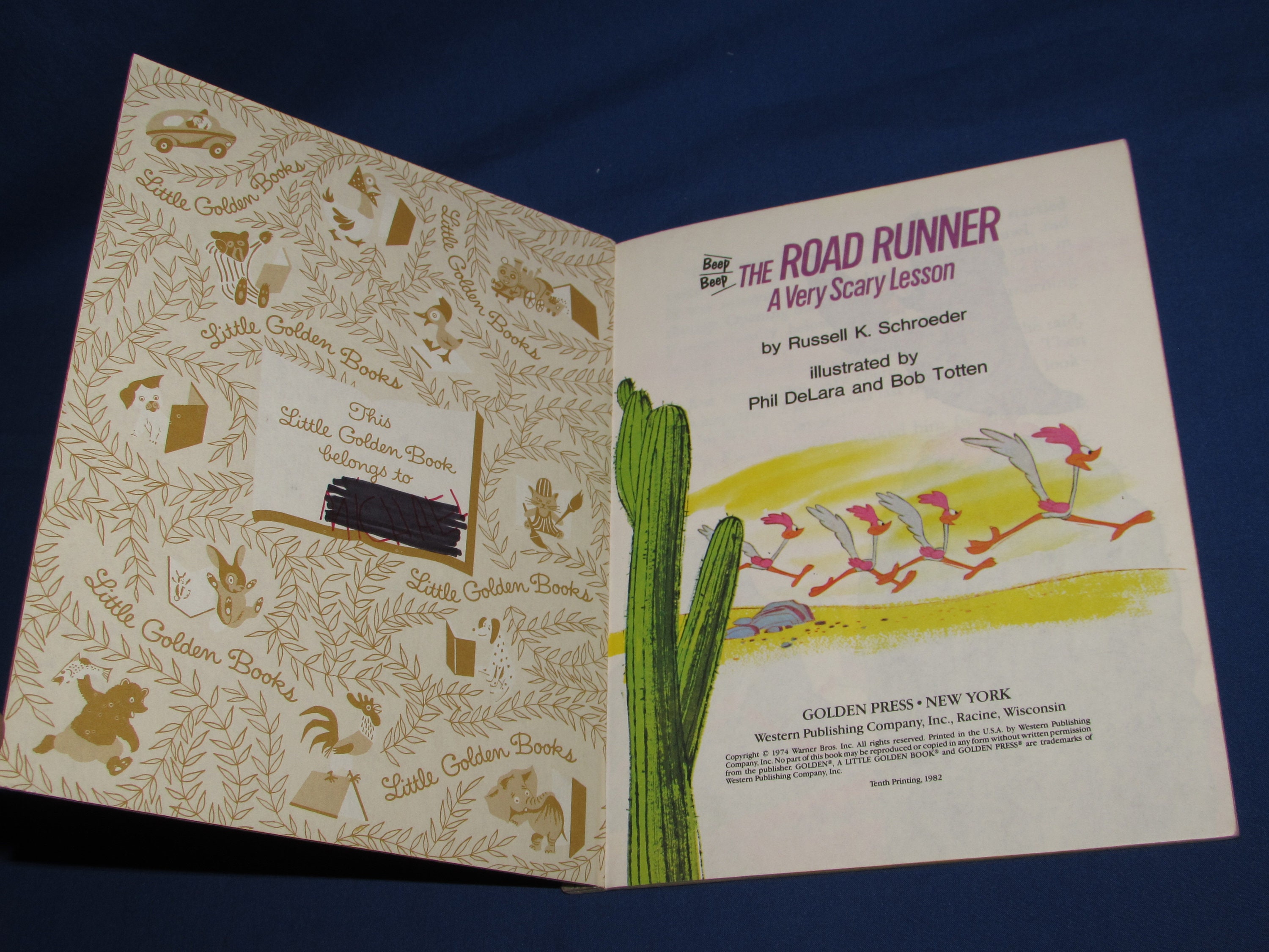 LITTLE GOLDEN BOOK Road Runner A Very Scary Lesson 1982 Free Shipping ...