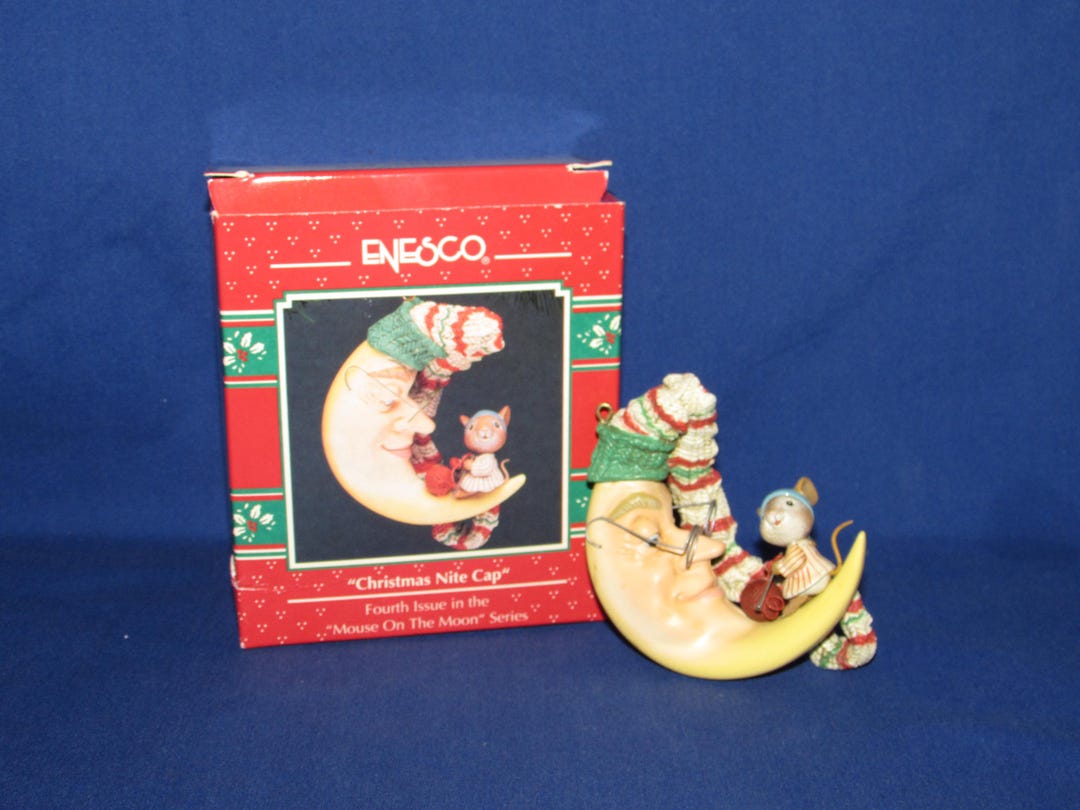 ENESCO CHRISTMAS ORNAMENT Christmas Nite Cap Enesco 1992 Mouse on the ...