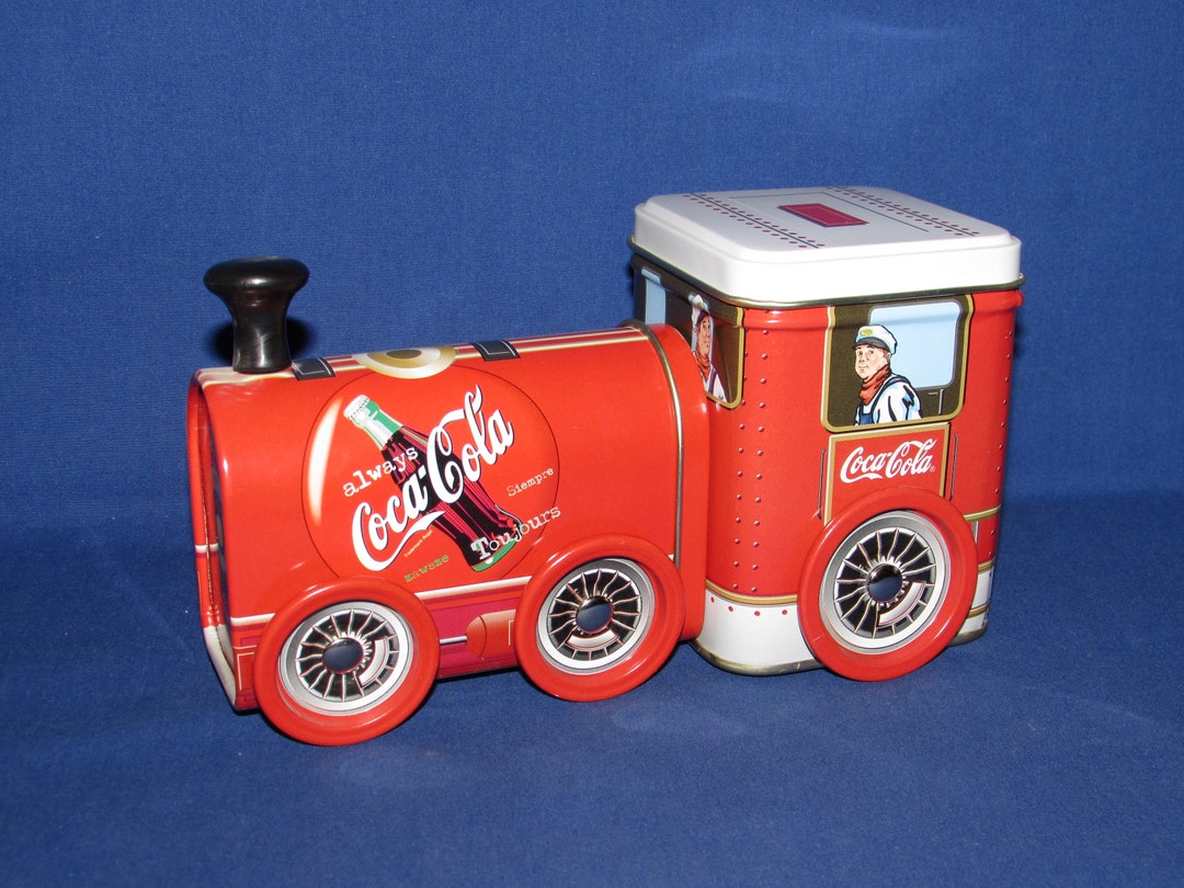 COCA-COLA TRAIN Tin Container 1999 Locomotive Engine Storage Vintage ...