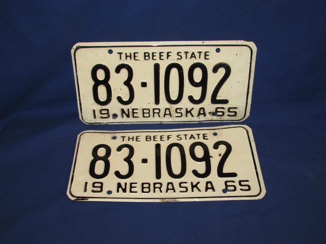 NEBRASKA LICENSE PLATES 1965 Matched Set of 2 Free Shipping - Etsy