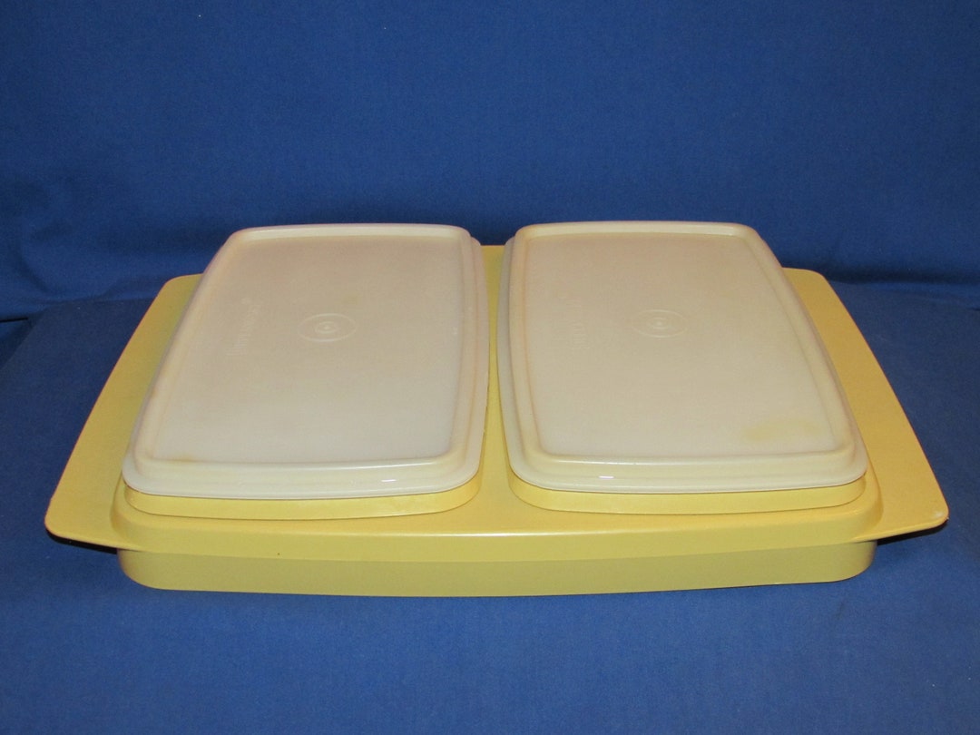 Tupperware DOUBLE DELI SERVER With 2 Deli Keepers 815 and 816 Harvest ...