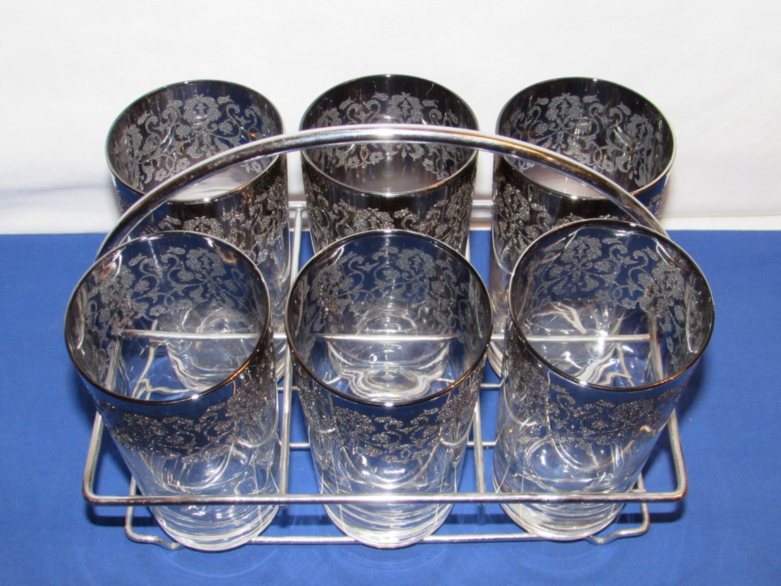 ROYAL LUSTER OMBRE Silver Glassware Set of 6 With Carrier Free - Etsy
