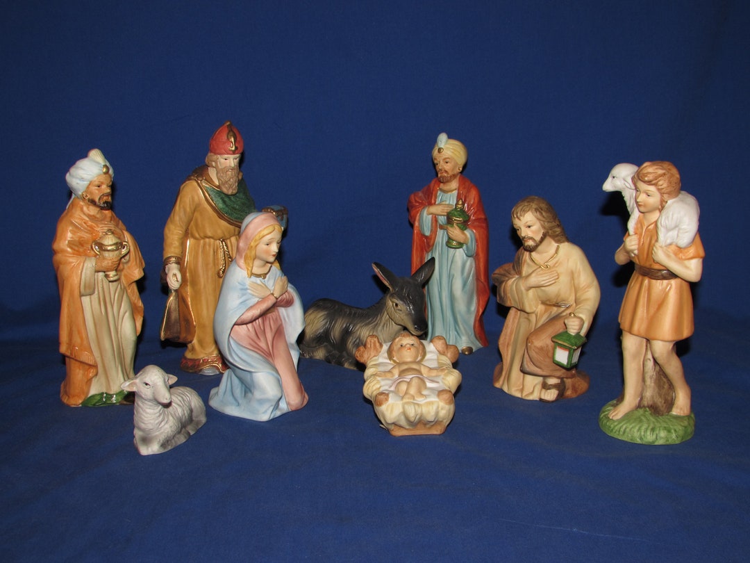 HOMCO NATIVITY SET 1980s Set of 9 Pieces Porcelain Vintage Christmas ...